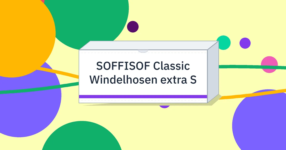 Symbolbild: Packung mit der Aufschrift SOFFISOF Classic Windelhosen extra S (PZN 12566557) – Verfügbarkeit und Bezug in Apotheken in Frankfurt am Main