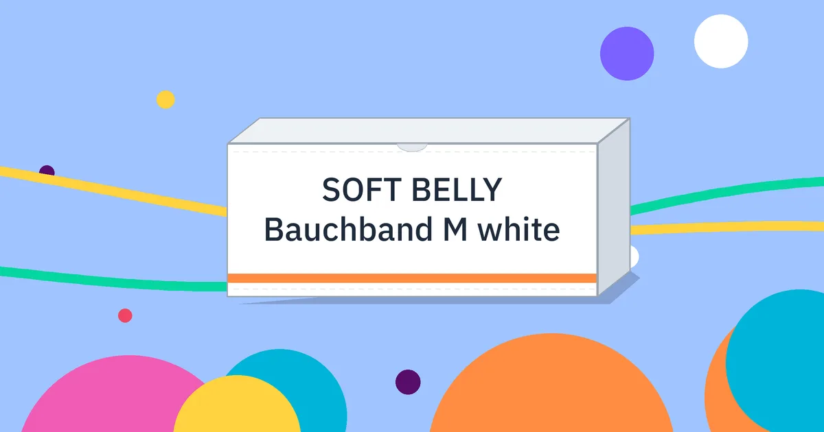 Symbolbild: Packung mit der Aufschrift SOFT BELLY Bauchband M white (PZN 18497001) – Verfügbarkeit und Bezug in Apotheken in Frankfurt am Main