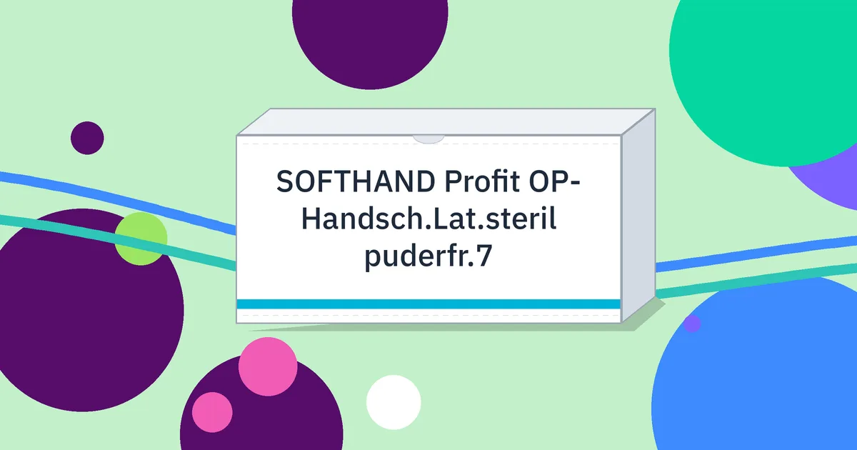 Symbolbild: Packung mit der Aufschrift SOFTHAND Profit OP-Handsch.Lat.steril puderfr.7 (PZN 09223196) – Verfügbarkeit und Bezug in Apotheken in Frankfurt am Main