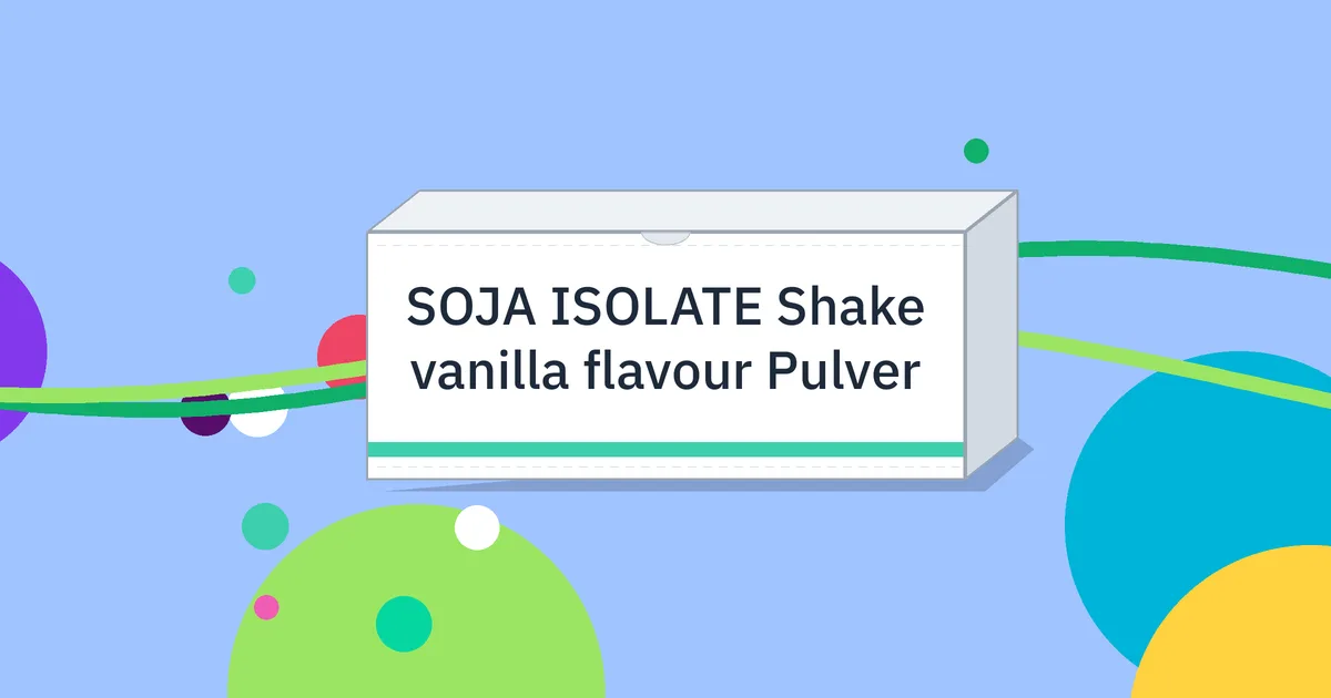 Symbolbild: Packung mit der Aufschrift SOJA ISOLATE Shake vanilla flavour Pulver (PZN 14256507) – Verfügbarkeit und Bezug in Apotheken in Frankfurt am Main