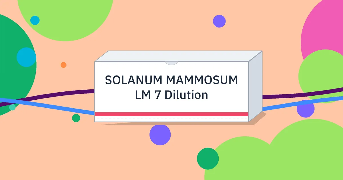 Symbolbild: Packung mit der Aufschrift SOLANUM MAMMOSUM LM 7 Dilution (PZN 13192308) – Verfügbarkeit und Bezug in Apotheken in Frankfurt am Main