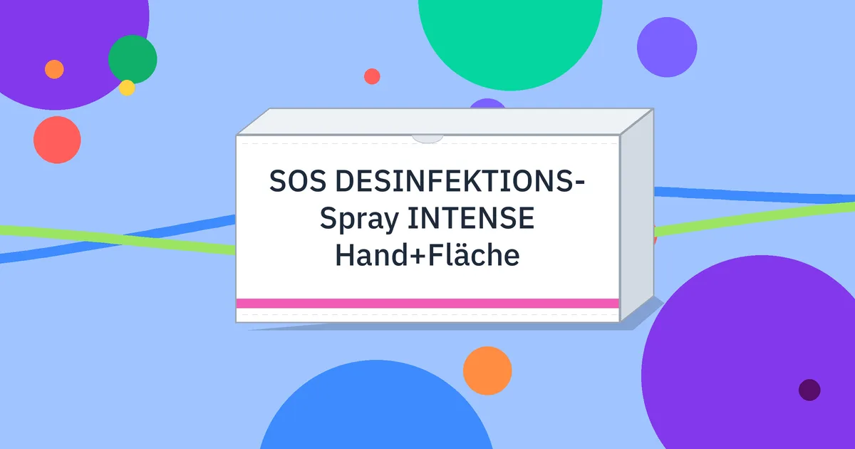 Symbolbild: Packung mit der Aufschrift SOS DESINFEKTIONS-Spray INTENSE Hand+Fläche (PZN 18000271) – Verfügbarkeit und Bezug in Apotheken in Frankfurt am Main