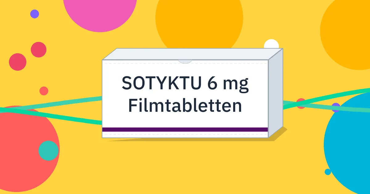 Symbolbild: Packung mit der Aufschrift SOTYKTU 6 mg Filmtabletten (PZN 19726751) – Verfügbarkeit und Bezug in Apotheken in Frankfurt am Main