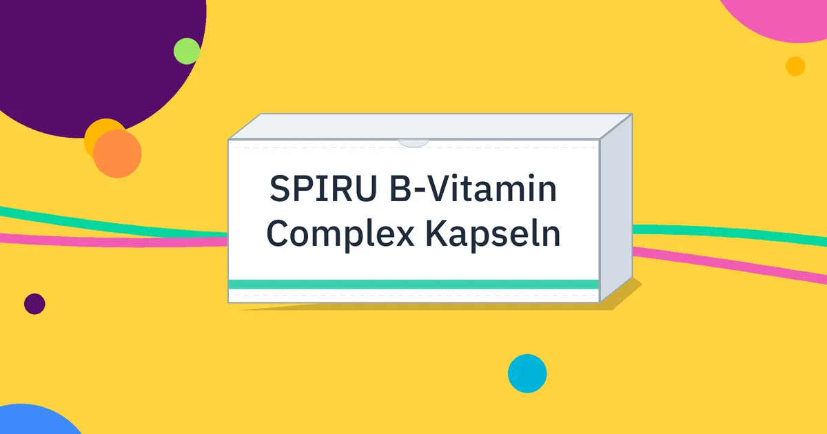 Symbolbild: Packung mit der Aufschrift SPIRU B-Vitamin Complex Kapseln (PZN 14261187) – Verfügbarkeit und Bezug in Apotheken in Frankfurt am Main