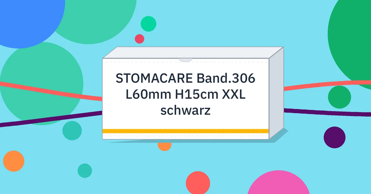 Symbolbild: Packung mit der Aufschrift STOMACARE Band.306 L60mm H15cm XXL schwarz (PZN 09437046) – Verfügbarkeit und Bezug in Apotheken in Frankfurt am Main