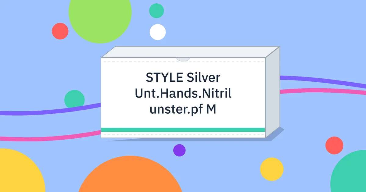 Symbolbild: Packung mit der Aufschrift STYLE Silver Unt.Hands.Nitril unster.pf M (PZN 16584807) – Verfügbarkeit und Bezug in Apotheken in Frankfurt am Main