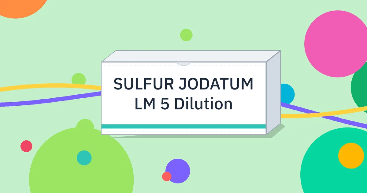 Symbolbild: Packung mit der Aufschrift SULFUR JODATUM LM 5 Dilution (PZN 13210271) – Verfügbarkeit und Bezug in Apotheken in Frankfurt am Main