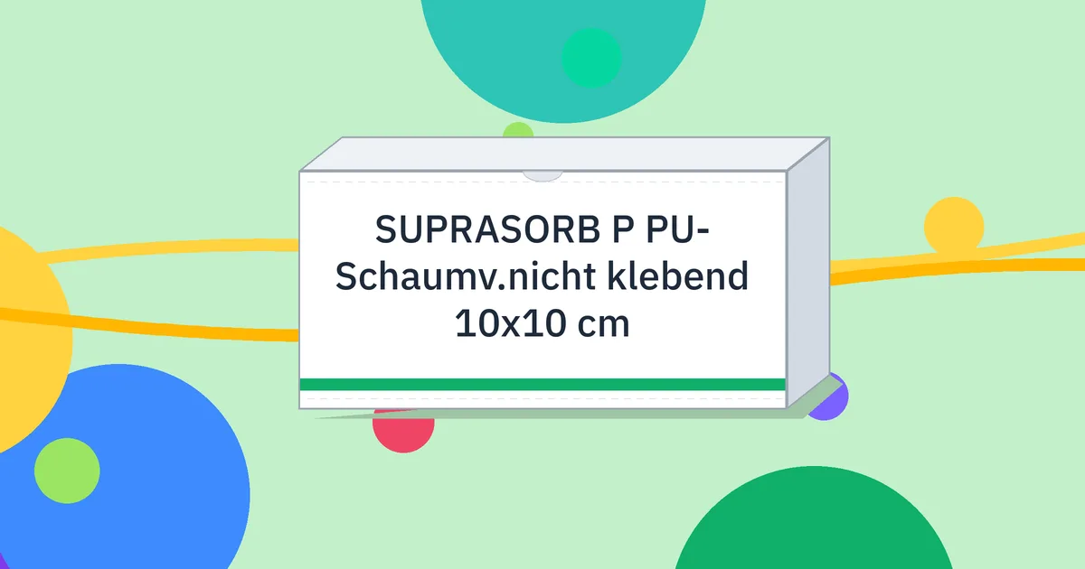 Symbolbild: Packung mit der Aufschrift SUPRASORB P PU-Schaumv.nicht klebend 10x10 cm (PZN 11115870) – Verfügbarkeit und Bezug in Apotheken in Frankfurt am Main