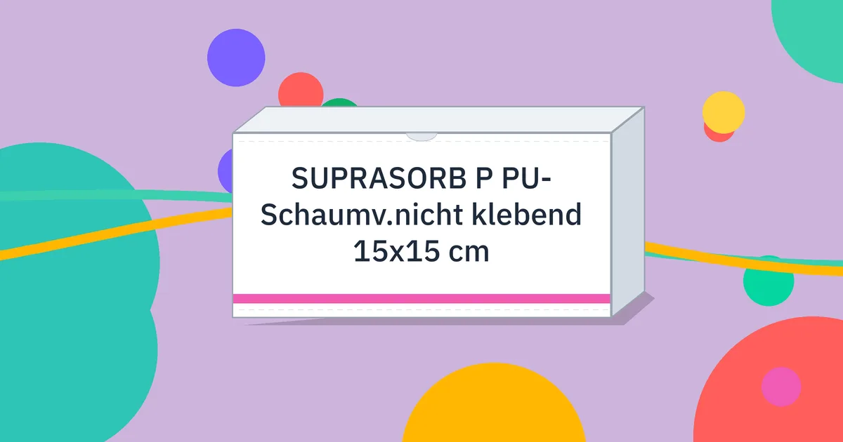 Symbolbild: Packung mit der Aufschrift SUPRASORB P PU-Schaumv.nicht klebend 15x15 cm (PZN 13345611) – Verfügbarkeit und Bezug in Apotheken in Frankfurt am Main