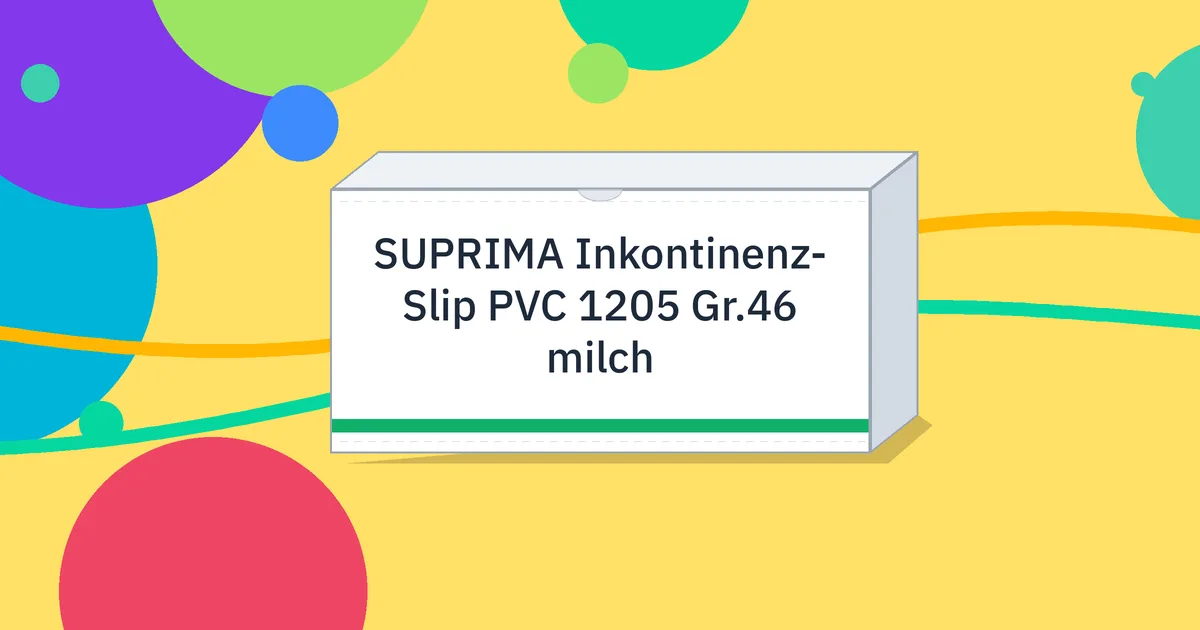 Symbolbild: Packung mit der Aufschrift SUPRIMA Inkontinenz-Slip PVC 1205 Gr.46 milch (PZN 03921427) – Verfügbarkeit und Bezug in Apotheken in Frankfurt am Main