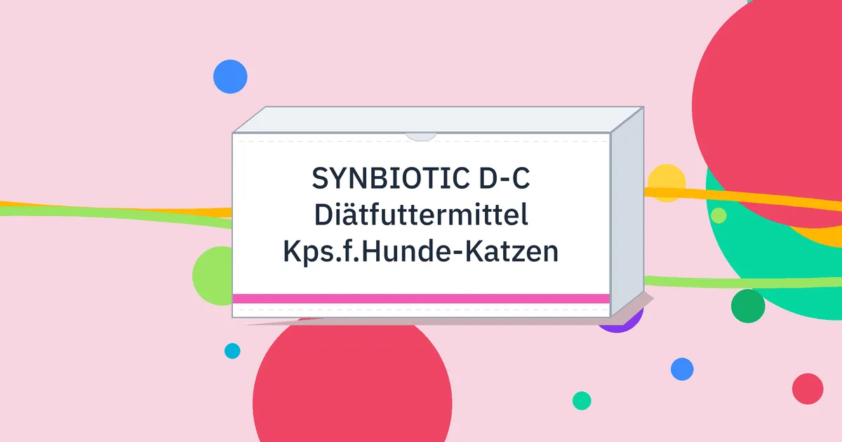 Symbolbild: Packung mit der Aufschrift SYNBIOTIC D-C Diätfuttermittel Kps.f.Hunde-Katzen (PZN 16628278) – Verfügbarkeit und Bezug in Apotheken in Frankfurt am Main