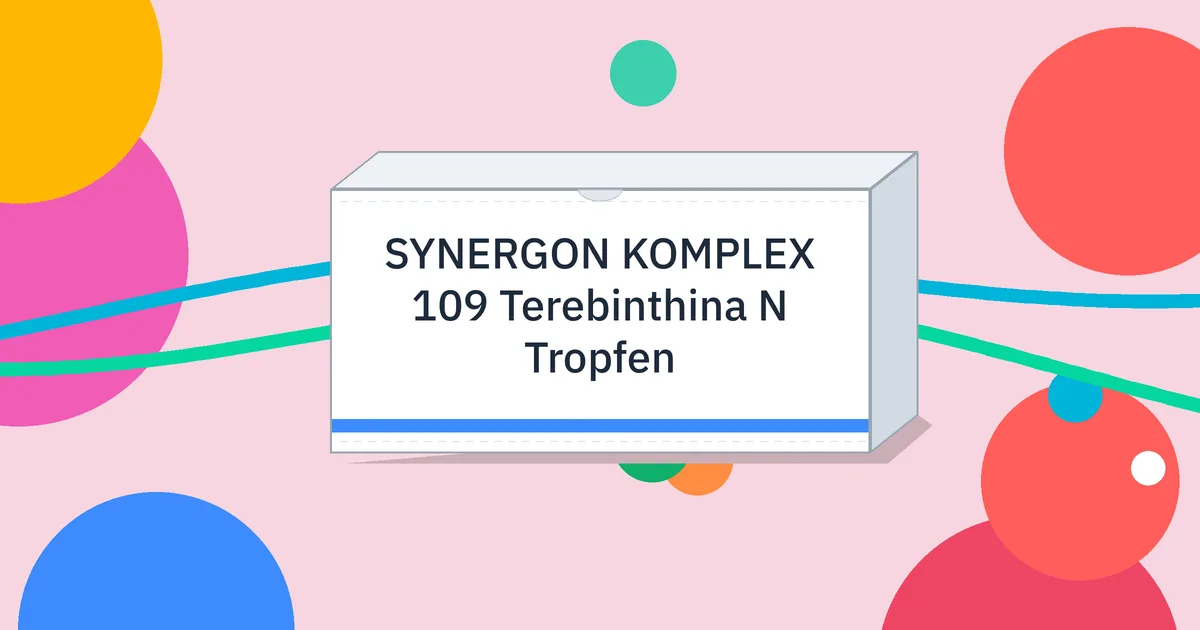 Symbolbild: Packung mit der Aufschrift SYNERGON KOMPLEX 109 Terebinthina N Tropfen (PZN 03575215) – Verfügbarkeit und Bezug in Apotheken in Frankfurt am Main