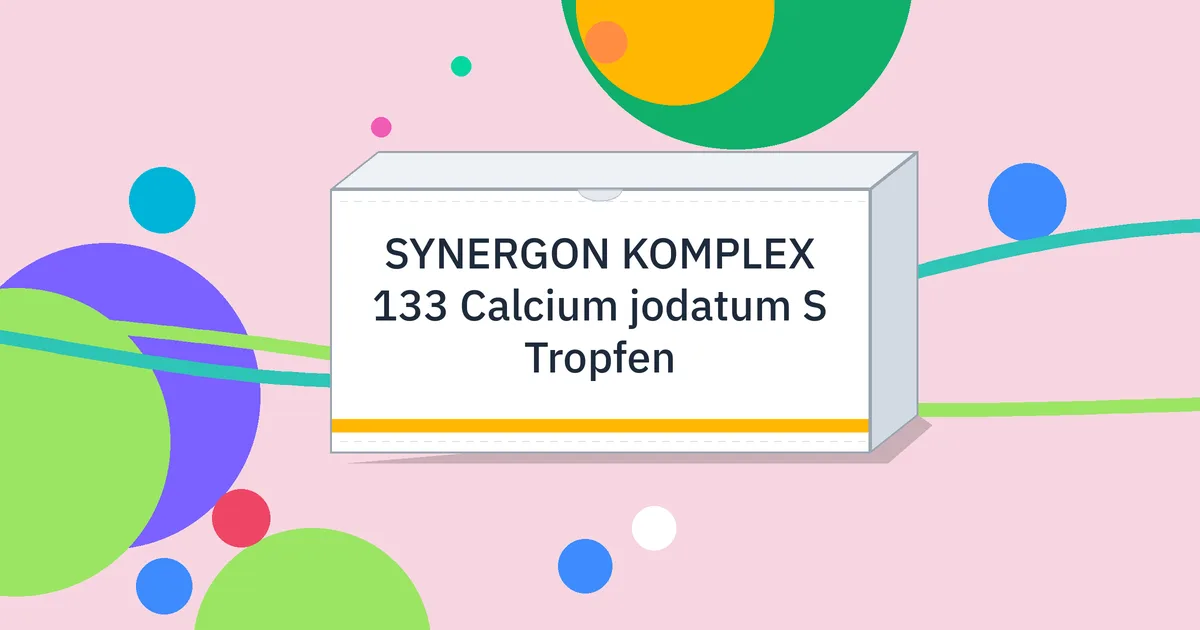 Symbolbild: Packung mit der Aufschrift SYNERGON KOMPLEX 133 Calcium jodatum S Tropfen (PZN 18326498) – Verfügbarkeit und Bezug in Apotheken in Frankfurt am Main