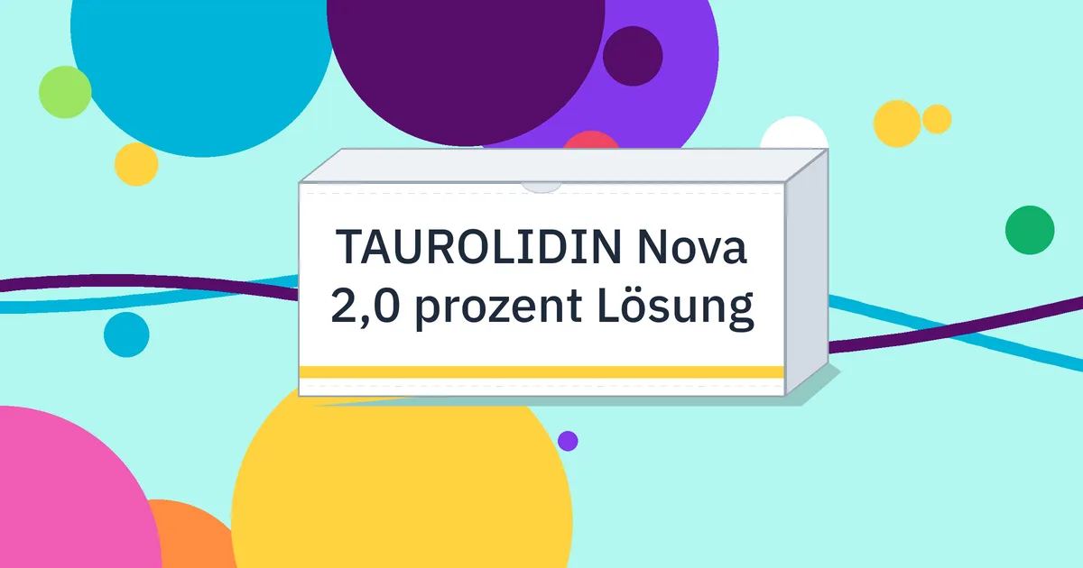 Symbolbild: Packung mit der Aufschrift TAUROLIDIN Nova 2,0 prozent Lösung (PZN 05352353) – Verfügbarkeit und Bezug in Apotheken in Frankfurt am Main
