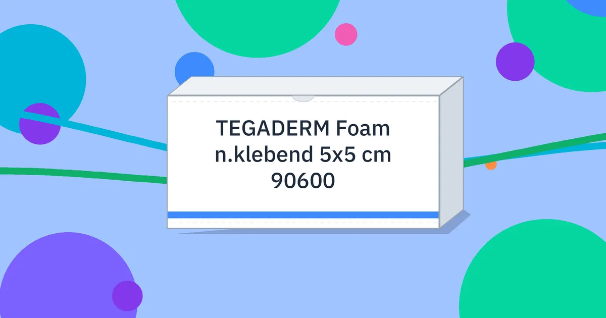 Symbolbild: Packung mit der Aufschrift TEGADERM Foam n.klebend 5x5 cm 90600 (PZN 01301034) – Verfügbarkeit und Bezug in Apotheken in Frankfurt am Main