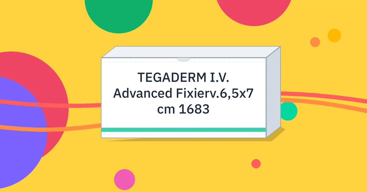 Symbolbild: Packung mit der Aufschrift TEGADERM I.V. Advanced Fixierv.6,5x7 cm 1683 (PZN 17606876) – Verfügbarkeit und Bezug in Apotheken in Frankfurt am Main