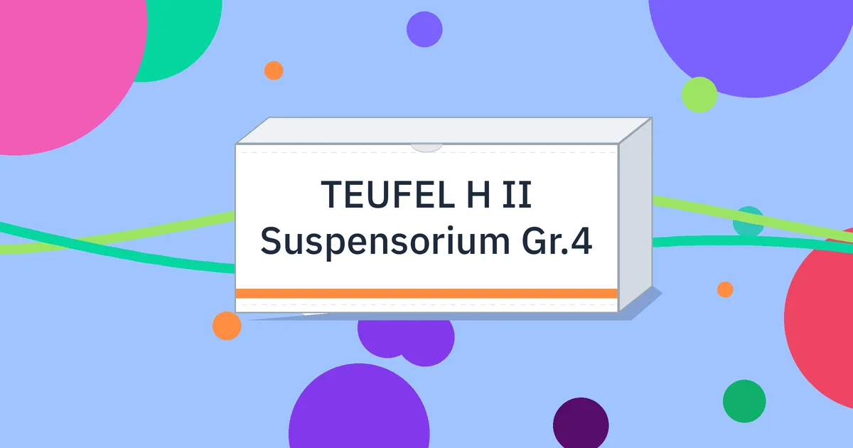 Symbolbild: Packung mit der Aufschrift TEUFEL H II Suspensorium Gr.4 (PZN 02299167) – Verfügbarkeit und Bezug in Apotheken in Frankfurt am Main