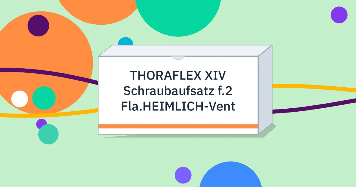 Symbolbild: Packung mit der Aufschrift THORAFLEX XIV Schraubaufsatz f.2 Fla.HEIMLICH-Vent (PZN 17483652) – Verfügbarkeit und Bezug in Apotheken in Frankfurt am Main