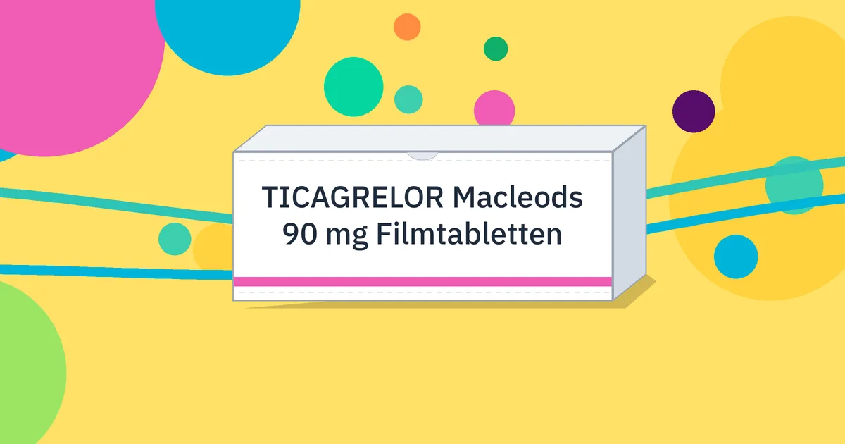 Symbolbild: Packung mit der Aufschrift TICAGRELOR Macleods 90 mg Filmtabletten (PZN 20140619) – Verfügbarkeit und Bezug in Apotheken in Frankfurt am Main