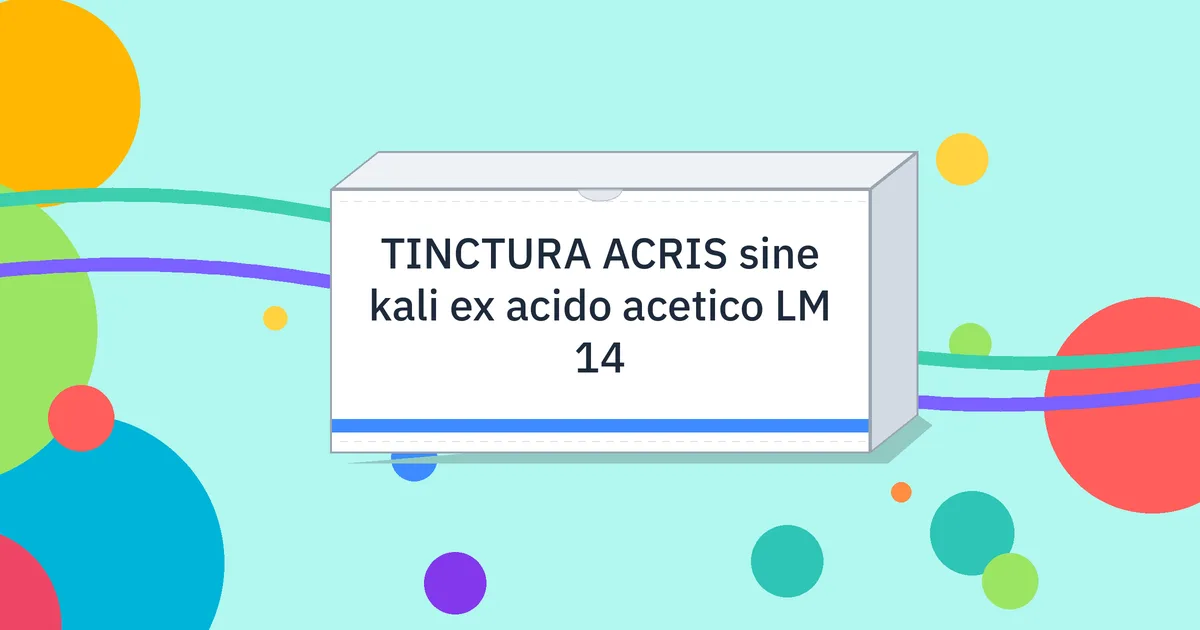Symbolbild: Packung mit der Aufschrift TINCTURA ACRIS sine kali ex acido acetico LM 14 (PZN 13701595) – Verfügbarkeit und Bezug in Apotheken in Frankfurt am Main