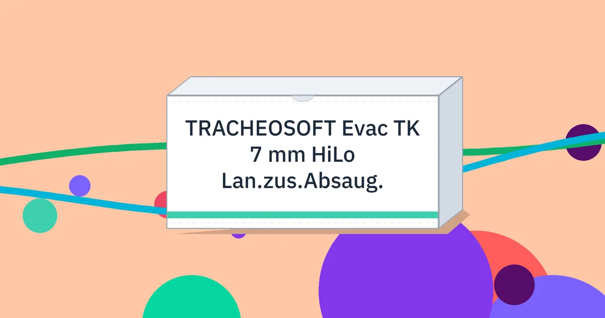 Symbolbild: Packung mit der Aufschrift TRACHEOSOFT Evac TK 7 mm HiLo Lan.zus.Absaug. (PZN 04109892) – Verfügbarkeit und Bezug in Apotheken in Frankfurt am Main
