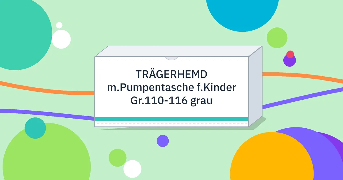 Symbolbild: Packung mit der Aufschrift TRÄGERHEMD m.Pumpentasche f.Kinder Gr.110-116 grau (PZN 11552903) – Verfügbarkeit und Bezug in Apotheken in Frankfurt am Main