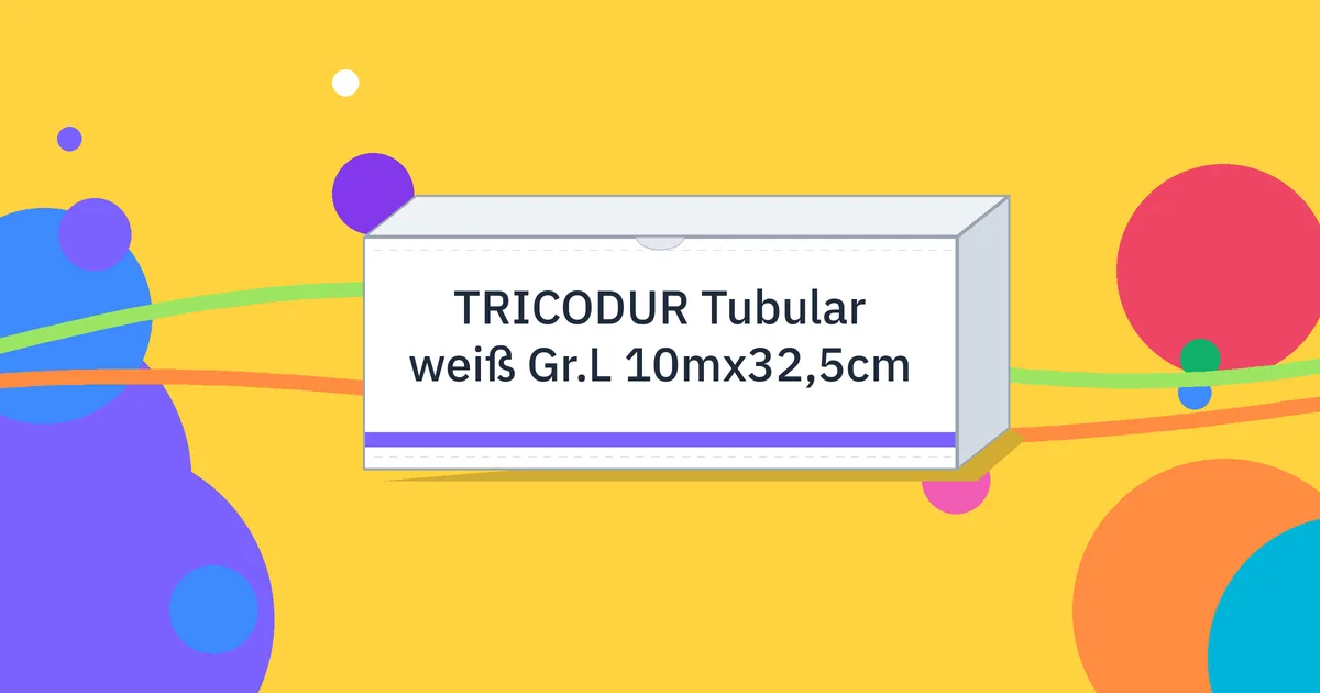 Symbolbild: Packung mit der Aufschrift TRICODUR Tubular weiß Gr.L 10mx32,5cm (PZN 03560142) – Verfügbarkeit und Bezug in Apotheken in Frankfurt am Main