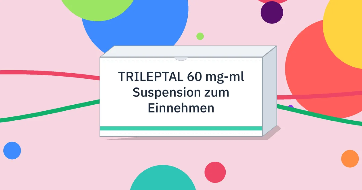 Symbolbild: Packung mit der Aufschrift TRILEPTAL 60 mg-ml Suspension zum Einnehmen (PZN 03929541) – Verfügbarkeit und Bezug in Apotheken in Frankfurt am Main