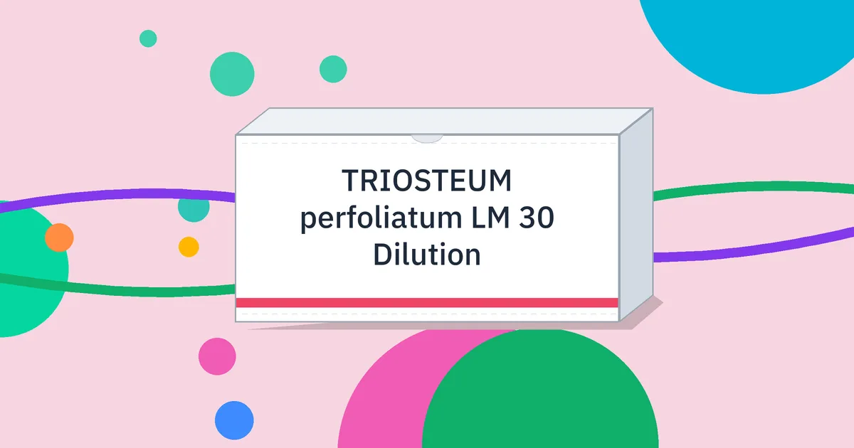 Symbolbild: Packung mit der Aufschrift TRIOSTEUM perfoliatum LM 30 Dilution (PZN 13227811) – Verfügbarkeit und Bezug in Apotheken in Frankfurt am Main