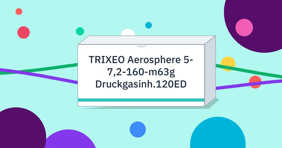 Symbolbild: Packung mit der Aufschrift TRIXEO Aerosphere 5-7,2-160-m63g Druckgasinh.120ED (PZN 19401641) – Verfügbarkeit und Bezug in Apotheken in Frankfurt am Main