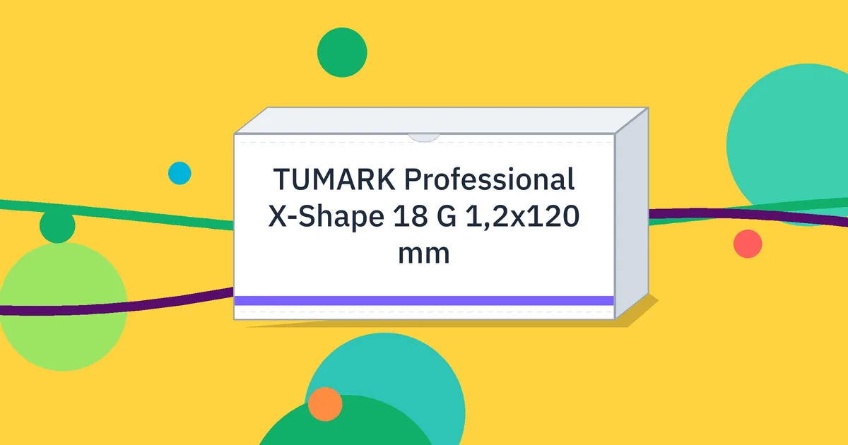 Symbolbild: Packung mit der Aufschrift TUMARK Professional X-Shape 18 G 1,2x120 mm (PZN 20085955) – Verfügbarkeit und Bezug in Apotheken in Frankfurt am Main
