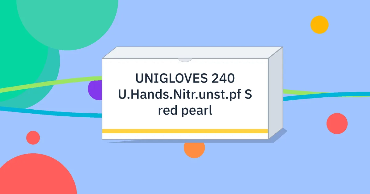 Symbolbild: Packung mit der Aufschrift UNIGLOVES 240 U.Hands.Nitr.unst.pf S red pearl (PZN 18102356) – Verfügbarkeit und Bezug in Apotheken in Frankfurt am Main