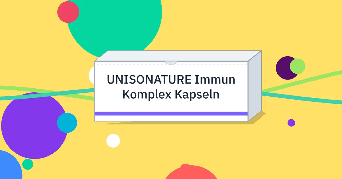 Symbolbild: Packung mit der Aufschrift UNISONATURE Immun Komplex Kapseln (PZN 19537240) – Verfügbarkeit und Bezug in Apotheken in Frankfurt am Main