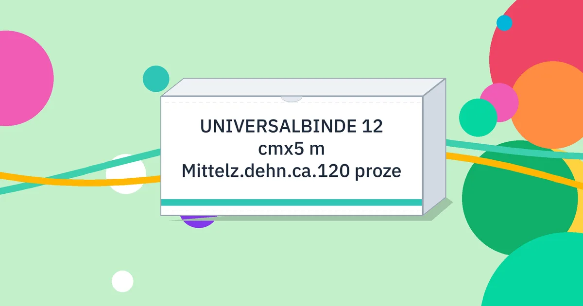 Symbolbild: Packung mit der Aufschrift UNIVERSALBINDE 12 cmx5 m Mittelz.dehn.ca.120 proze (PZN 12775321) – Verfügbarkeit und Bezug in Apotheken in Frankfurt am Main