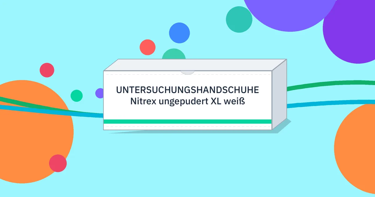 Symbolbild: Packung mit der Aufschrift UNTERSUCHUNGSHANDSCHUHE Nitrex ungepudert XL weiß (PZN 18198899) – Verfügbarkeit und Bezug in Apotheken in Frankfurt am Main