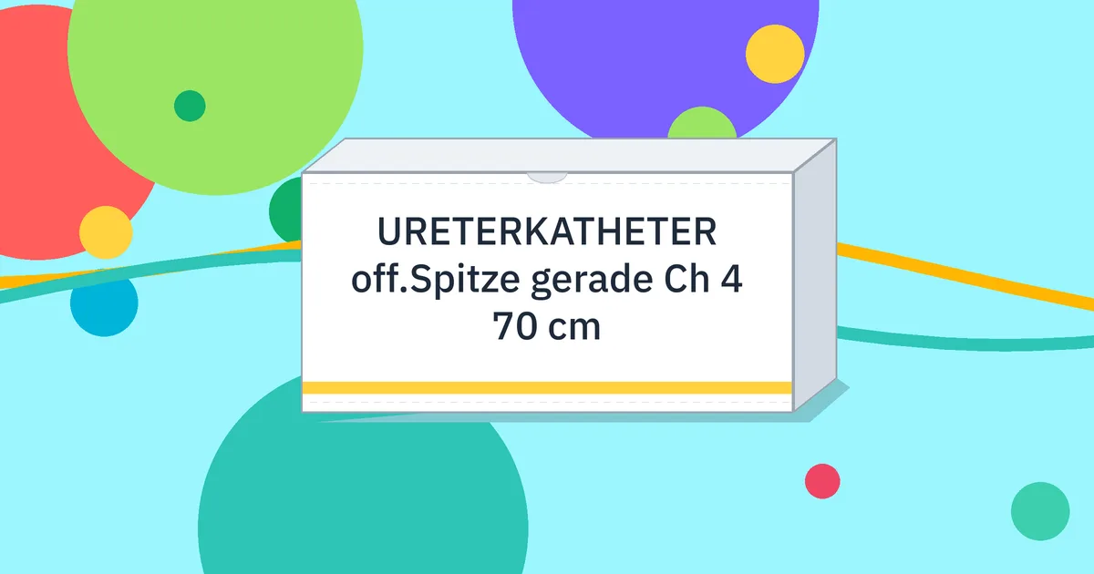 Symbolbild: Packung mit der Aufschrift URETERKATHETER off.Spitze gerade Ch 4 70 cm (PZN 00446434) – Verfügbarkeit und Bezug in Apotheken in Frankfurt am Main