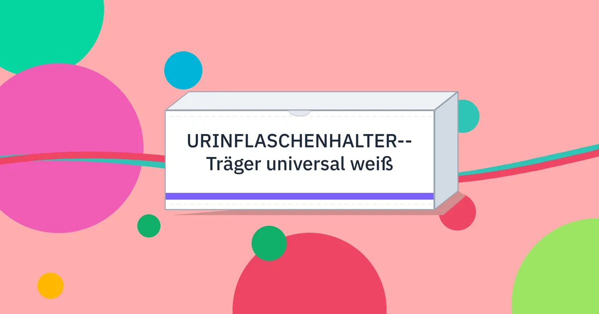 Symbolbild: Packung mit der Aufschrift URINFLASCHENHALTER--Träger universal weiß (PZN 19291951) – Verfügbarkeit und Bezug in Apotheken in Frankfurt am Main