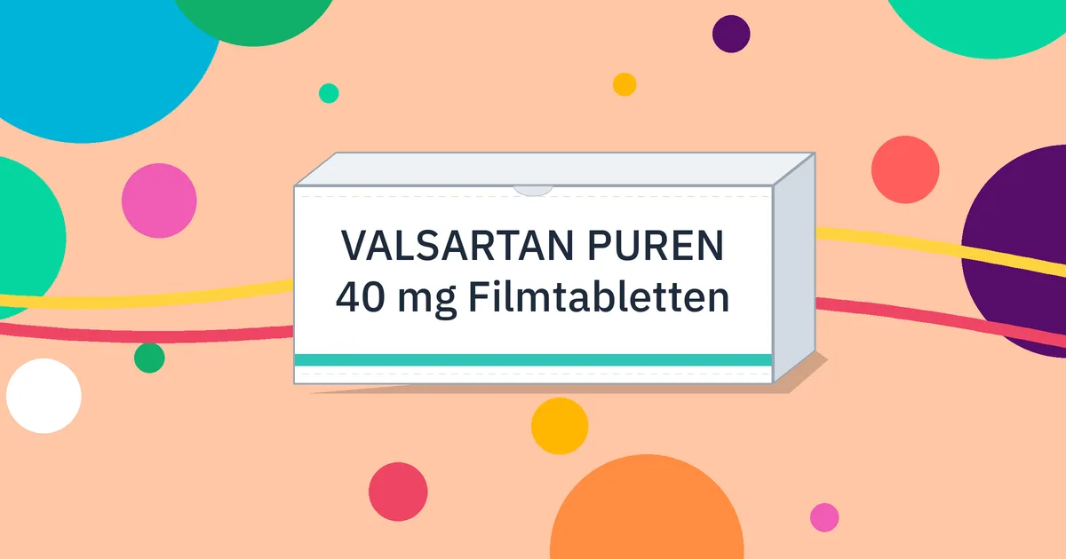 Symbolbild: Packung mit der Aufschrift VALSARTAN PUREN 40 mg Filmtabletten (PZN 18352225) – Verfügbarkeit und Bezug in Apotheken in Frankfurt am Main