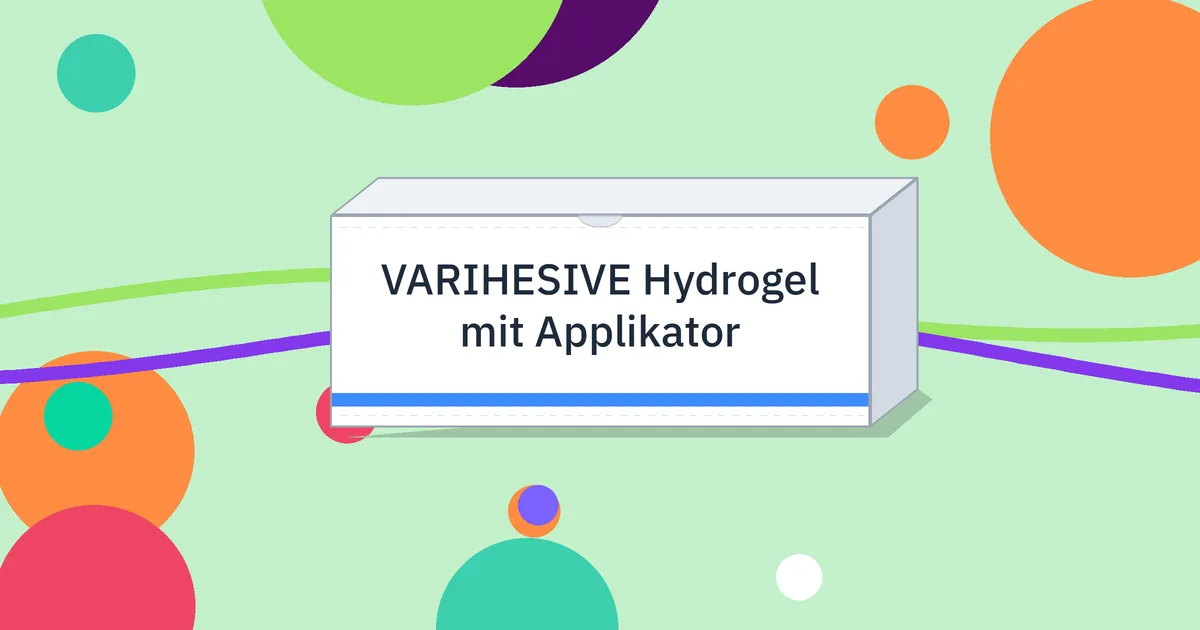 Symbolbild: Packung mit der Aufschrift VARIHESIVE Hydrogel mit Applikator (PZN 19627457) – Verfügbarkeit und Bezug in Apotheken in Frankfurt am Main