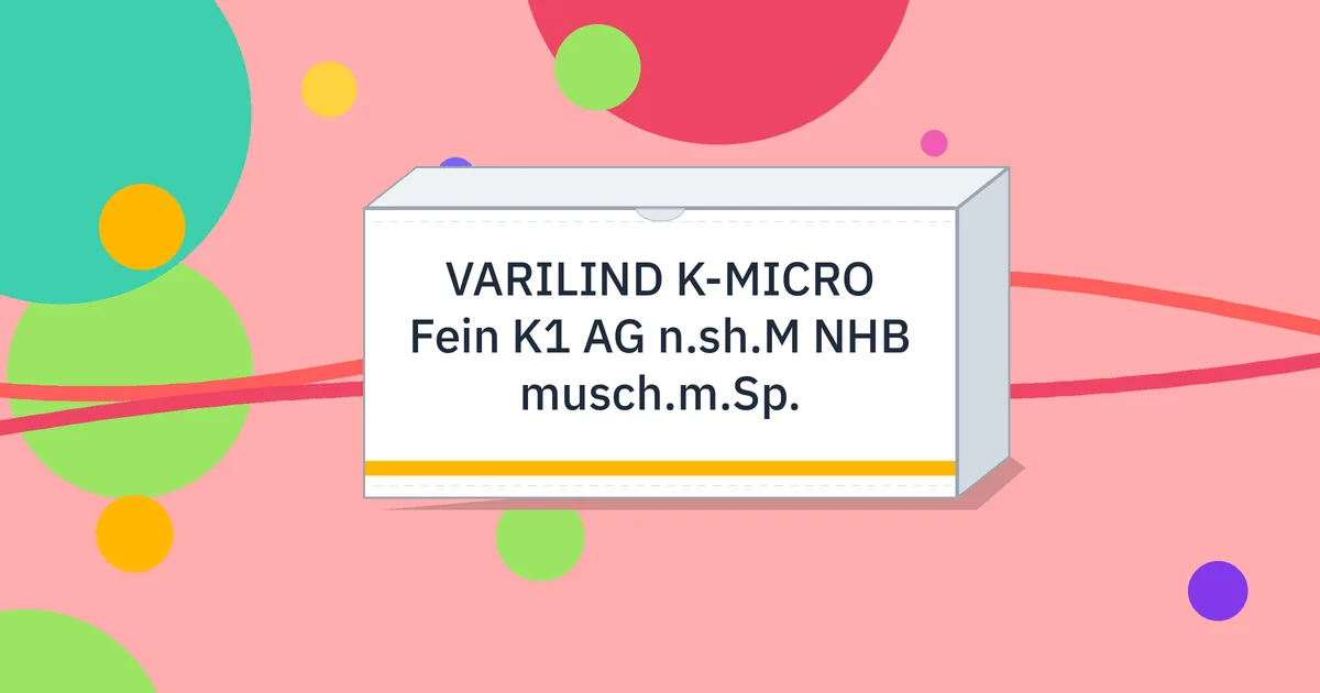 Symbolbild: Packung mit der Aufschrift VARILIND K-MICRO Fein K1 AG n.sh.M NHB musch.m.Sp. (PZN 20555473) – Verfügbarkeit und Bezug in Apotheken in Frankfurt am Main