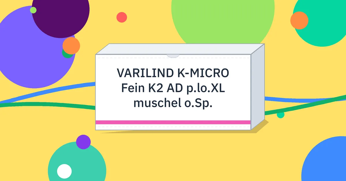 Symbolbild: Packung mit der Aufschrift VARILIND K-MICRO Fein K2 AD p.lo.XL muschel o.Sp. (PZN 20559637) – Verfügbarkeit und Bezug in Apotheken in Frankfurt am Main