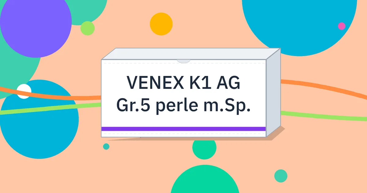 Symbolbild: Packung mit der Aufschrift VENEX K1 AG Gr.5 perle m.Sp. (PZN 03186904) – Verfügbarkeit und Bezug in Apotheken in Frankfurt am Main