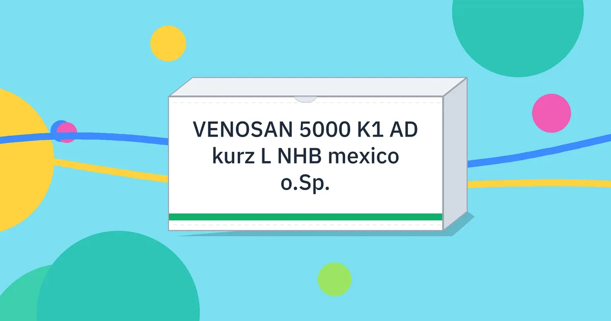 Symbolbild: Packung mit der Aufschrift VENOSAN 5000 K1 AD kurz L NHB mexico o.Sp. (PZN 14429379) – Verfügbarkeit und Bezug in Apotheken in Frankfurt am Main