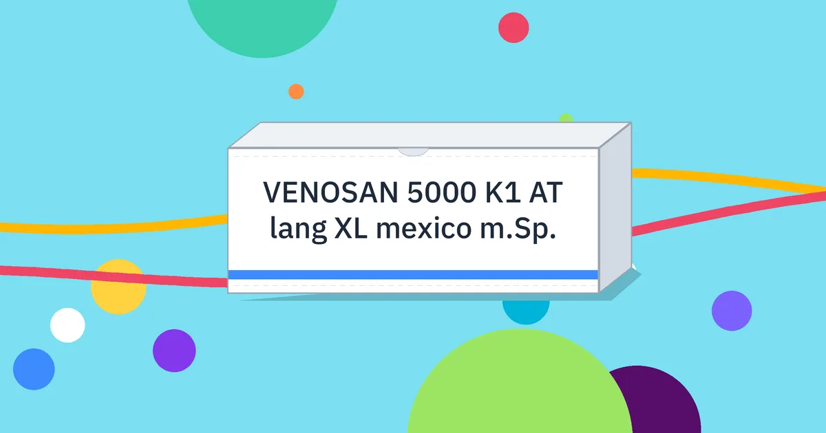 Symbolbild: Packung mit der Aufschrift VENOSAN 5000 K1 AT lang XL mexico m.Sp. (PZN 14429592) – Verfügbarkeit und Bezug in Apotheken in Frankfurt am Main