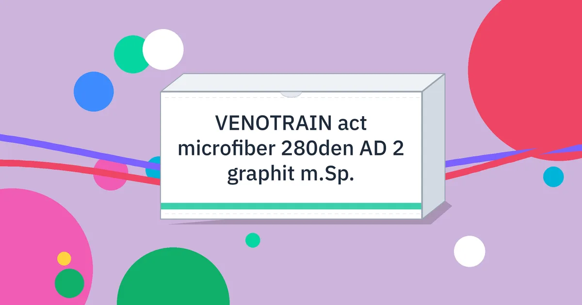 Symbolbild: Packung mit der Aufschrift VENOTRAIN act microfiber 280den AD 2 graphit m.Sp. (PZN 16209481) – Verfügbarkeit und Bezug in Apotheken in Frankfurt am Main