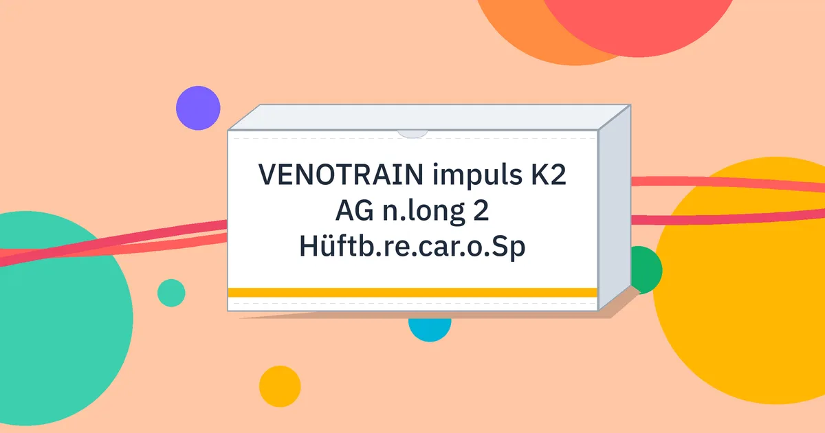 Symbolbild: Packung mit der Aufschrift VENOTRAIN impuls K2 AG n.long 2 Hüftb.re.car.o.Sp (PZN 08422485) – Verfügbarkeit und Bezug in Apotheken in Frankfurt am Main