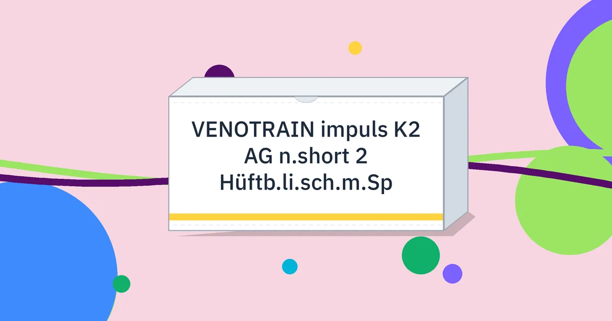 Symbolbild: Packung mit der Aufschrift VENOTRAIN impuls K2 AG n.short 2 Hüftb.li.sch.m.Sp (PZN 10294675) – Verfügbarkeit und Bezug in Apotheken in Frankfurt am Main
