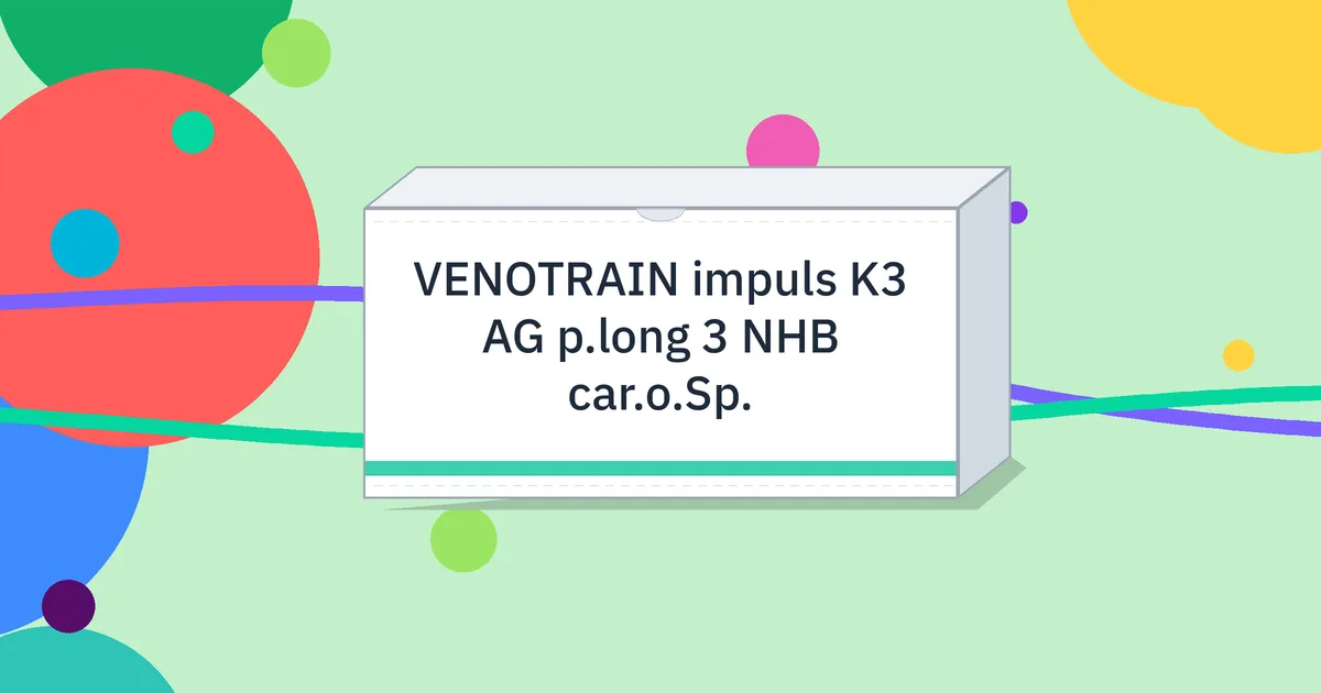 Symbolbild: Packung mit der Aufschrift VENOTRAIN impuls K3 AG p.long 3 NHB car.o.Sp. (PZN 08422321) – Verfügbarkeit und Bezug in Apotheken in Frankfurt am Main