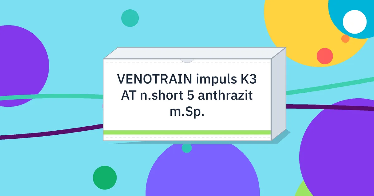 Symbolbild: Packung mit der Aufschrift VENOTRAIN impuls K3 AT n.short 5 anthrazit m.Sp. (PZN 19356745) – Verfügbarkeit und Bezug in Apotheken in Frankfurt am Main
