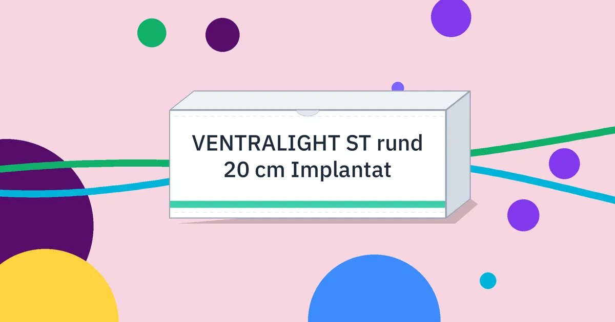 Symbolbild: Packung mit der Aufschrift VENTRALIGHT ST rund 20 cm Implantat (PZN 10124200) – Verfügbarkeit und Bezug in Apotheken in Frankfurt am Main